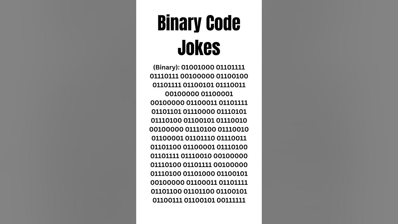 Hilarious Binary Code Jokes - YouTube