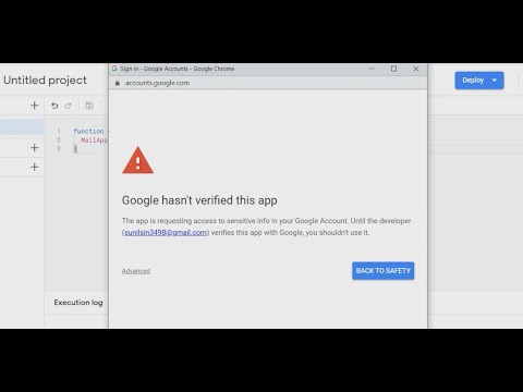Google hasn't verified this app error in Google scripts - YouTube