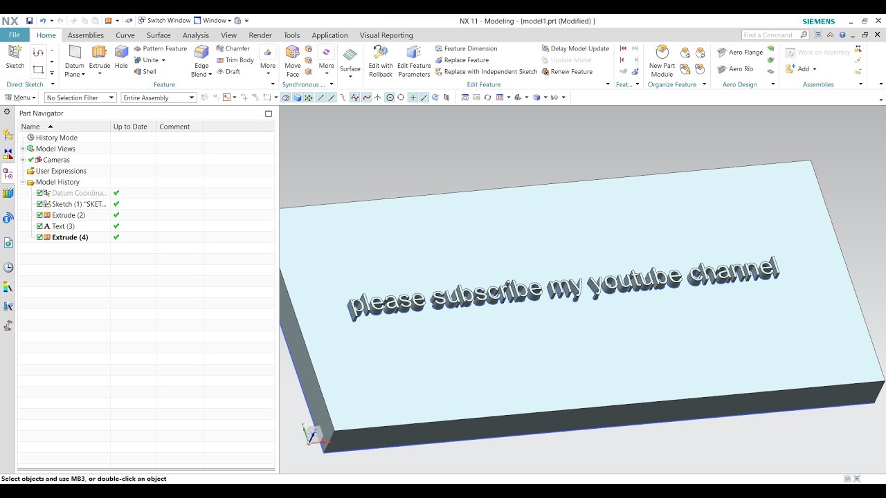 How to extrude 3D text in nx # 3D text in NX # advanced model designs ...