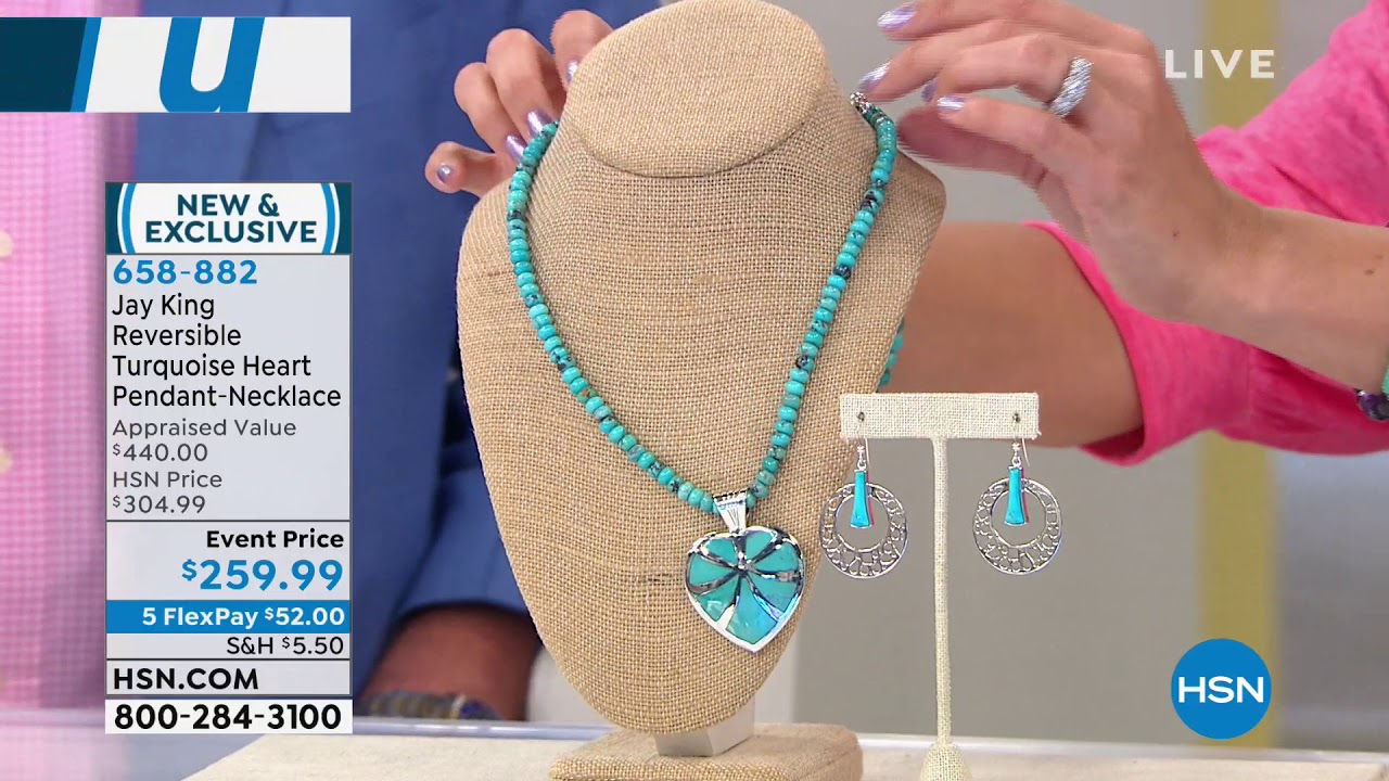 Jay King Reversible Turquoise Heart Pendant with Necklace - YouTube