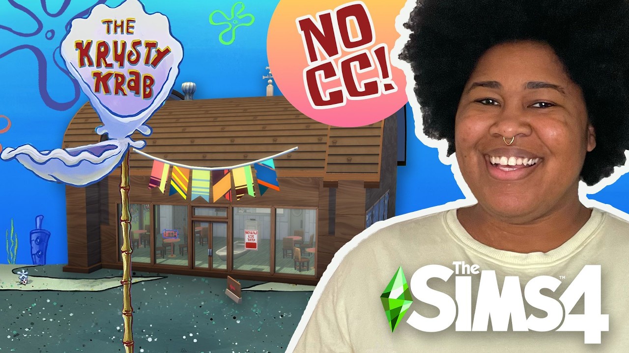 Now your Sims can order a Krabby Patty! | Sims 4 Restaurant Speed Build - YouTube