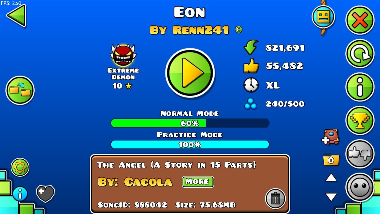 "Eon" 60% (Geometry Dash) [55 minutes level] - YouTube