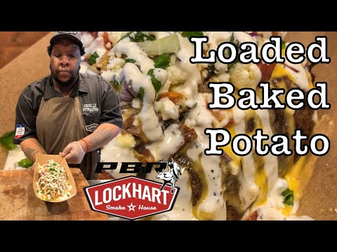 🥔 Loaded Baked Potato | Brisket & Queso | PBR Lockhart Smokehouse ...