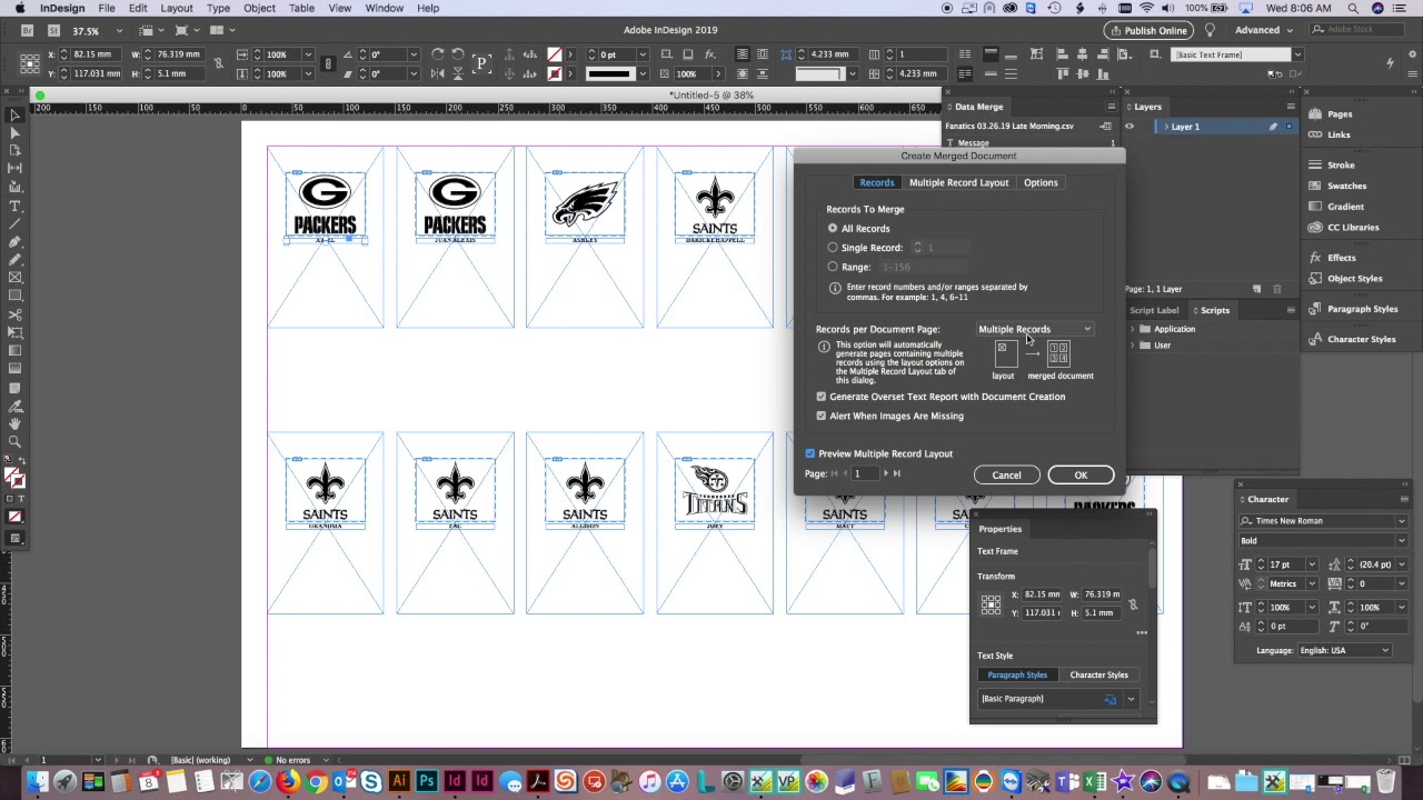 Variable Data Merge Indesign - YouTube