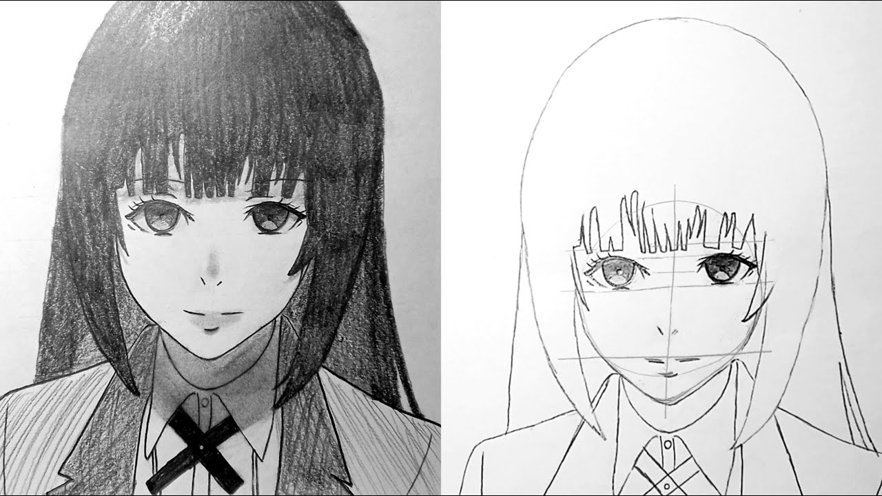 anime sketch | How to draw yumeko jabami tutorial step by step for ...