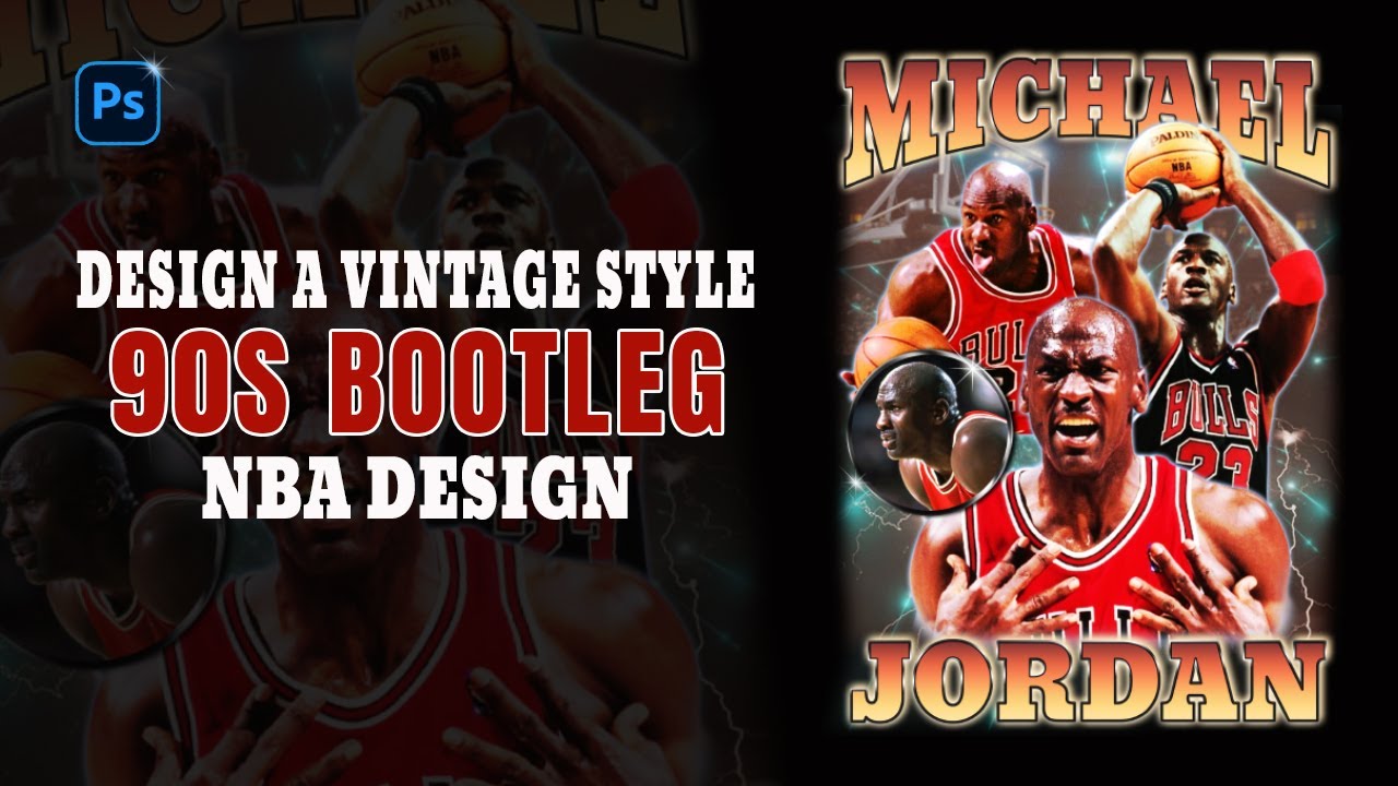 How to design a 90s Vintage Bootleg NBA t-shirt | Michael Jordan ...