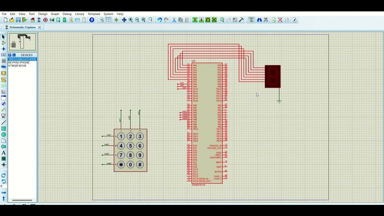 lab 5 - Key Pad simulation Proteus 8 Professional Schematic Capture ...