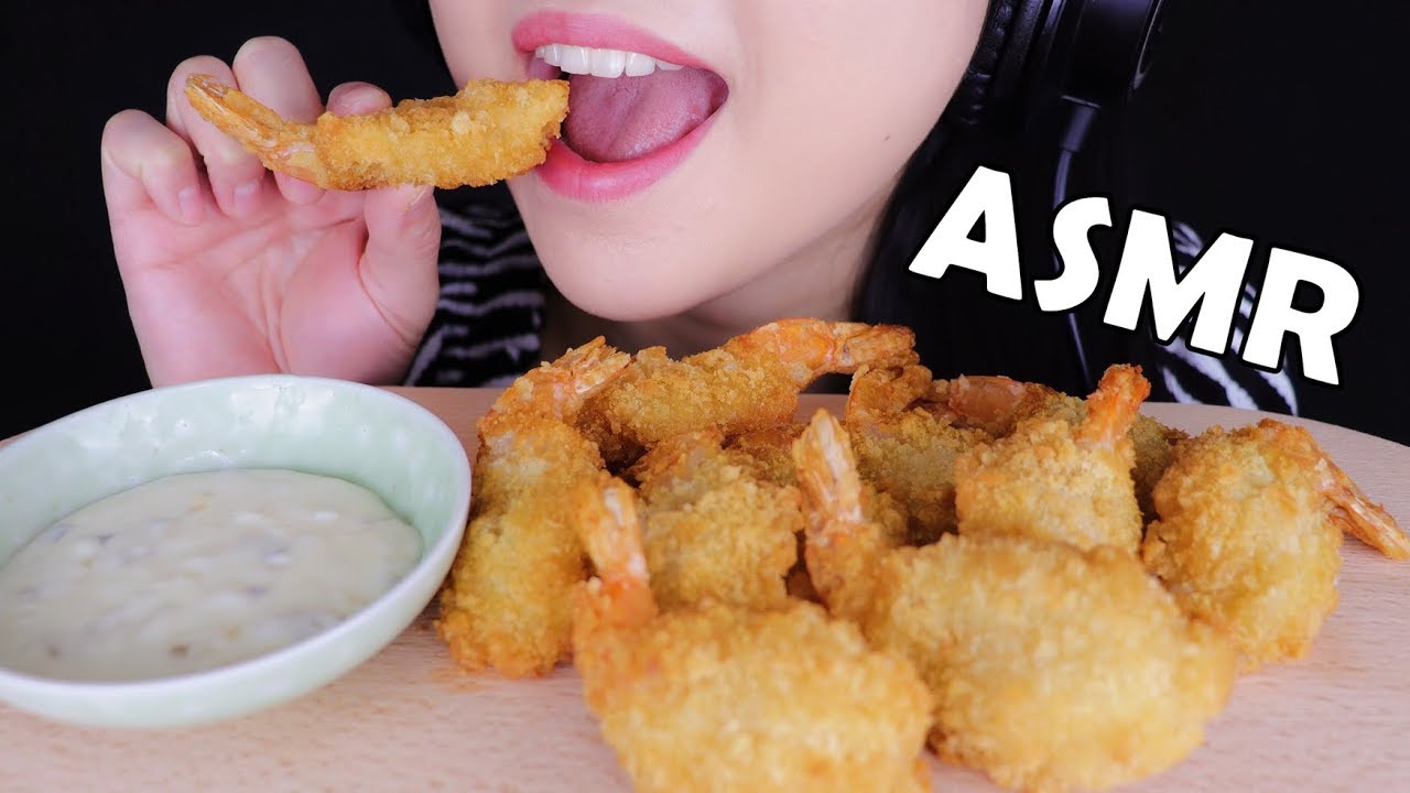 ASMR FRIED BUTTERFLY SHRIMP | EXTREME CRUNCHY EATING SOUNDS | エビフライ ...