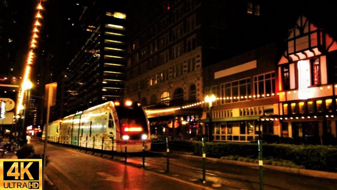 4K Downtown Houston Night Life Walk, Main Street Square, Underground ...
