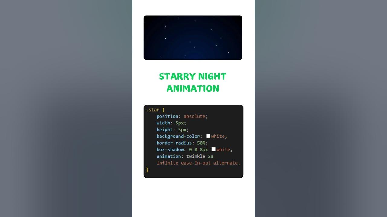Starry Night Animation Html Css Javascript Cssanimation Css3animation Coding Css