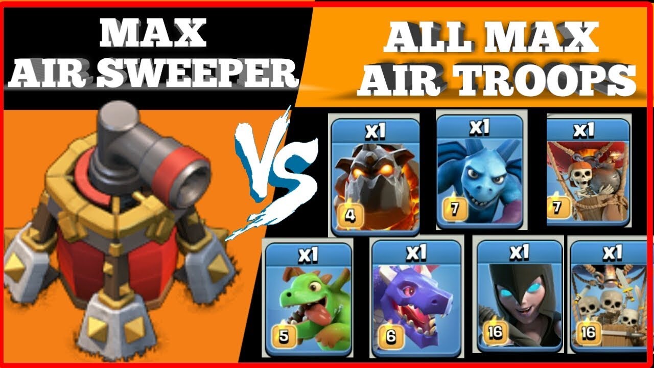 clash of clans air sweeper vs all air troops || air sweeper vs every ...