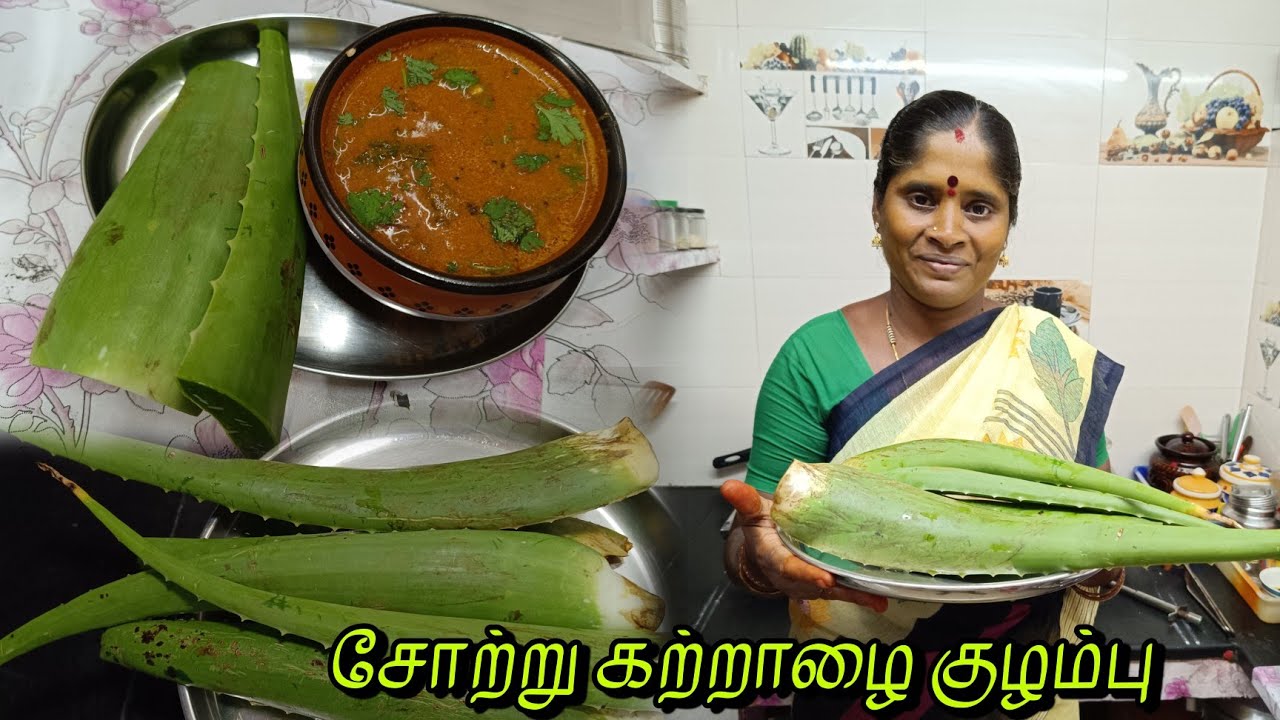 Amma ponnu settai with Sotru katralai kulambu | சோற்று கற்றாழை குழம்பு ...