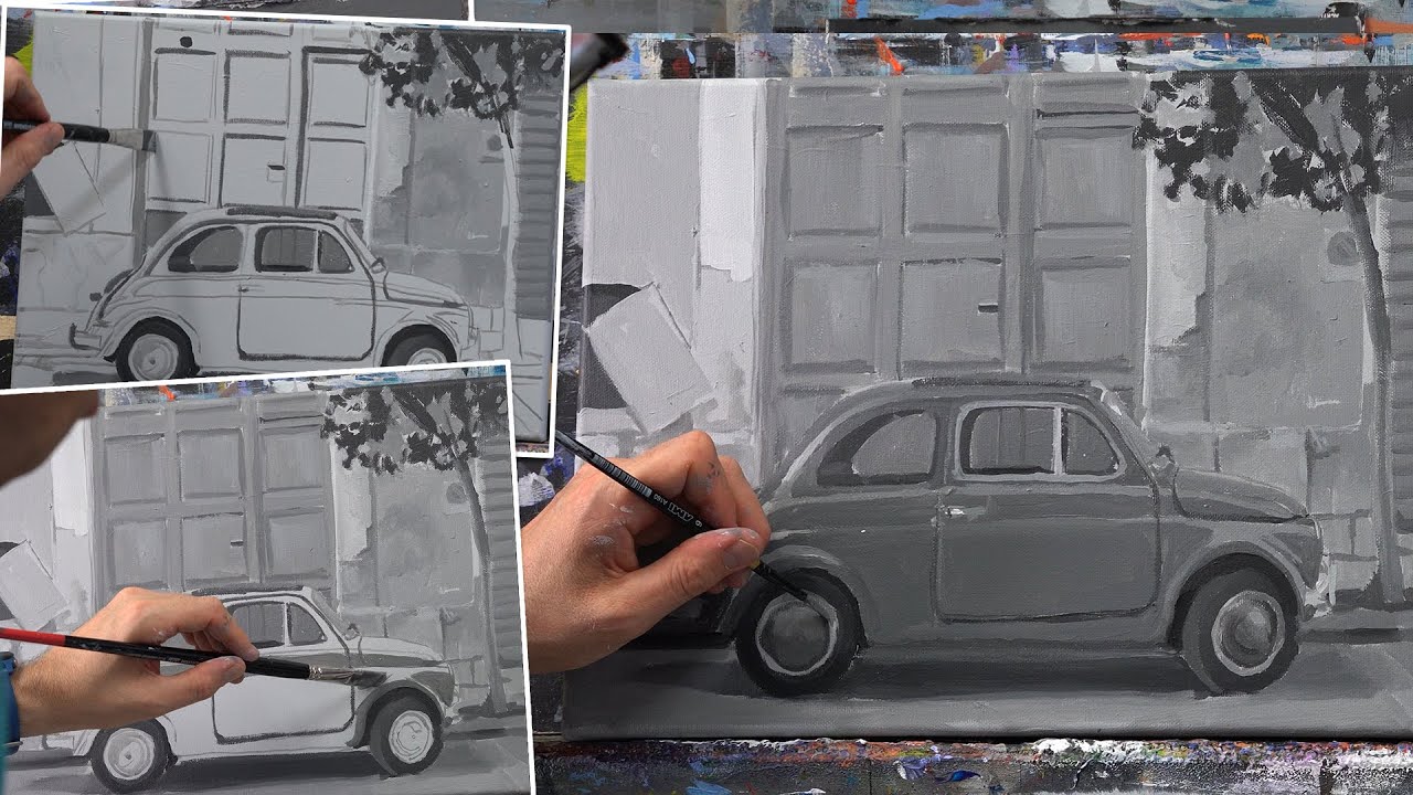Grisaille grey underpainting with acrylics tutorial. - YouTube