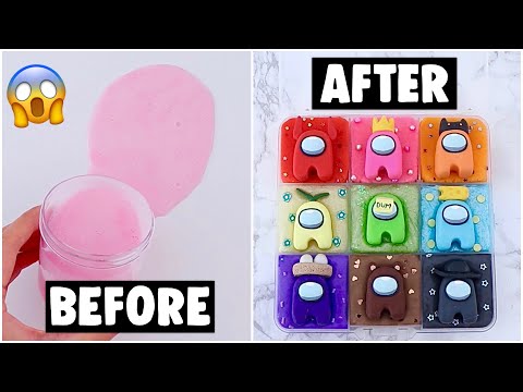 9 EXTREME AMONG US SLIME PALETTE MAKEOVERS! *fixing my 1 year old slimes*