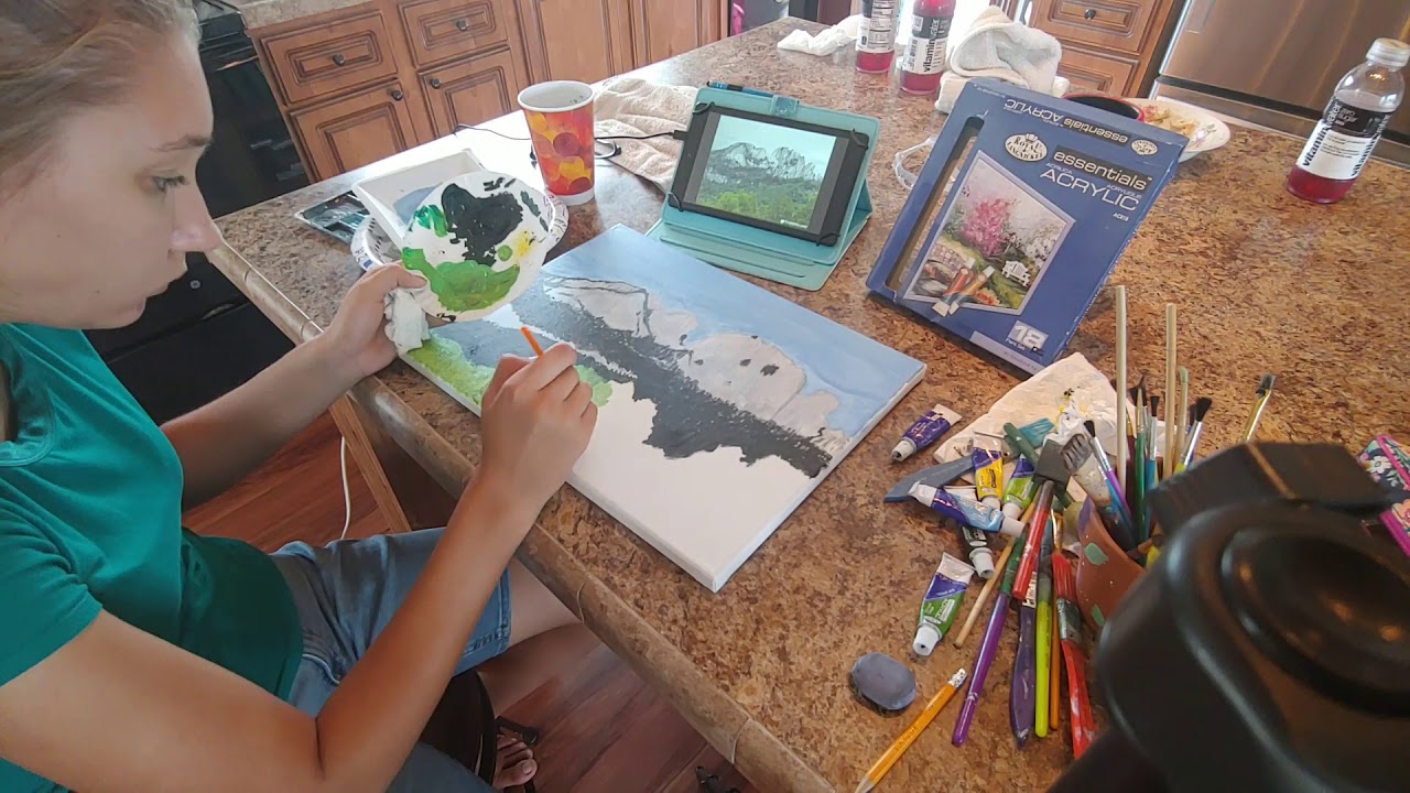 Drawing Seneca Rocks for the first time with acrylic paint. - YouTube