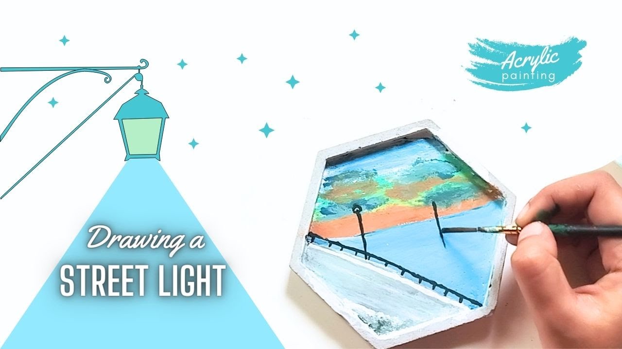 How To Draw A Street Lamp By Acrylic Paint Easy on Canvas #streetlamp # ...