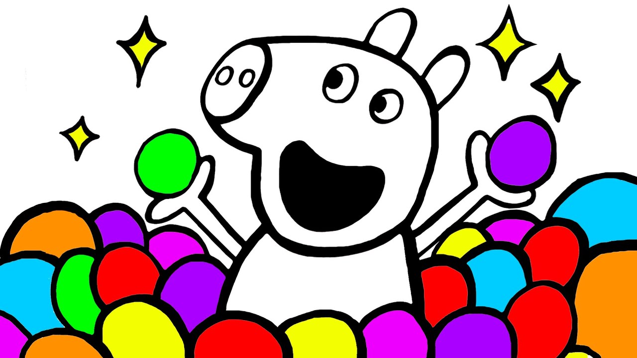 Dibujo de Peppa Pig en la piscina de bolas 🐷💦 Dibujos animados. - YouTube