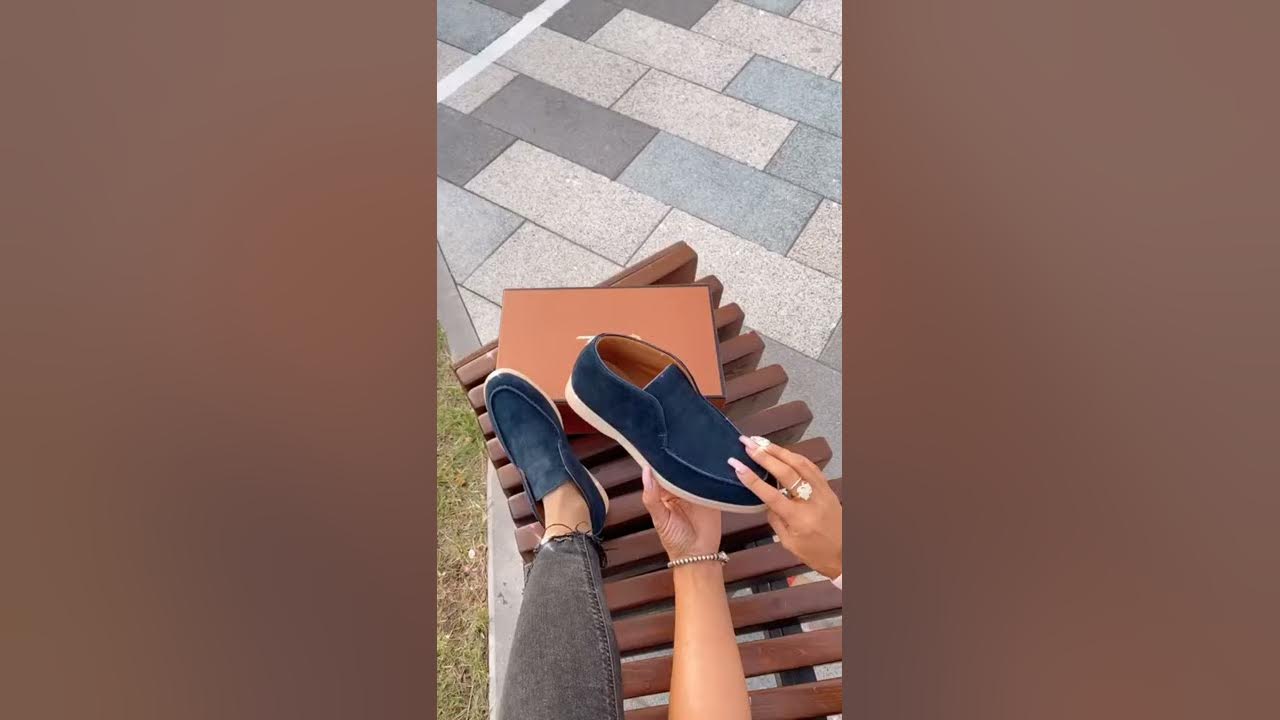Туфли лоферы женские Лоро Пьяно Loro Piana из замши синие - YouTube