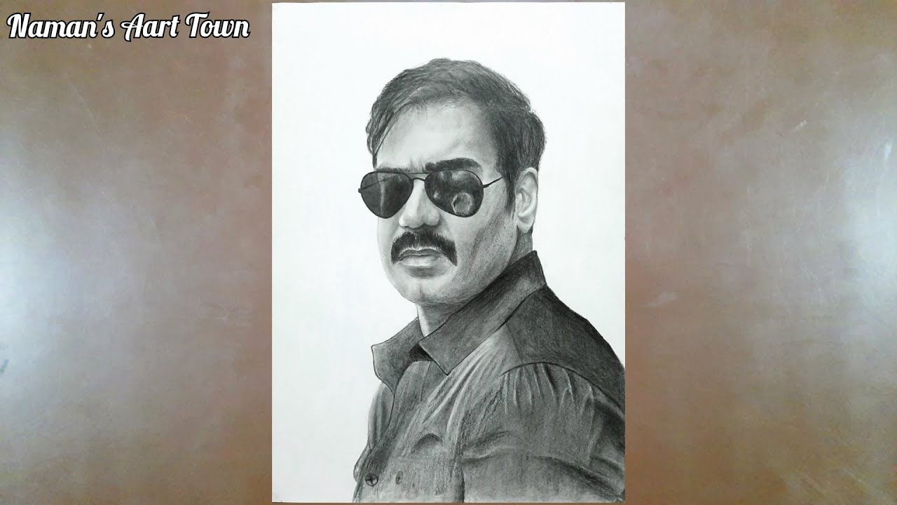 Ajay Devgn realistic pencil sketch in (Time-lapse) - YouTube