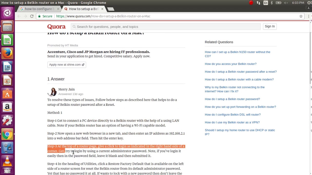 How to configure belkin router on mac system - YouTube