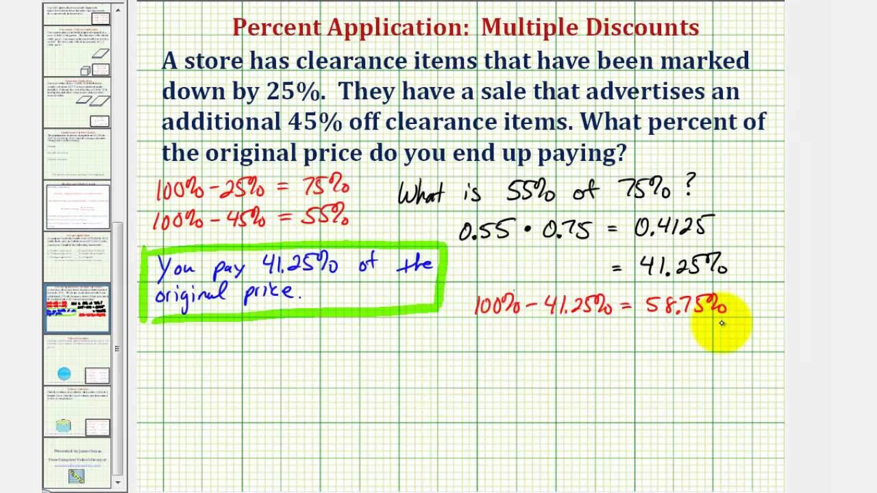 Ex Percent Of Original Price Paid After Two Percentage Discounts YouTube