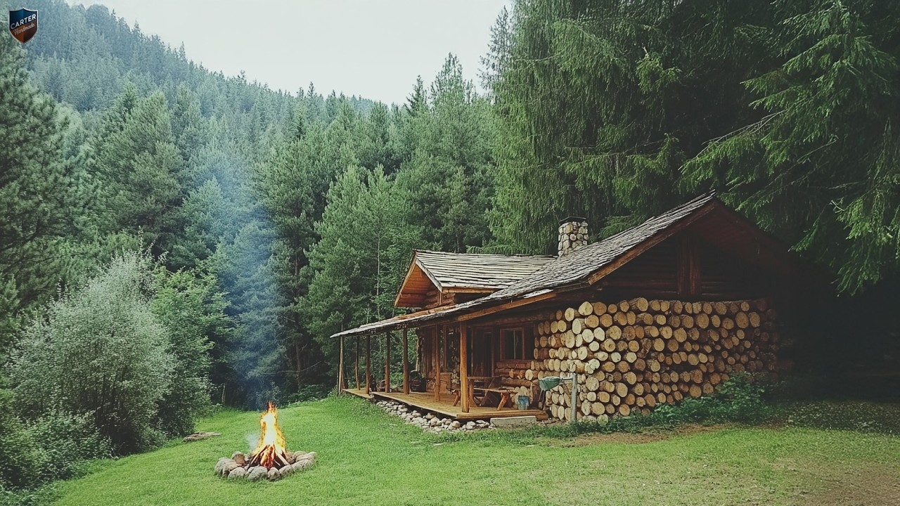Building a Cozy Forest House Using Wood, Stone, and Cement – Full ...