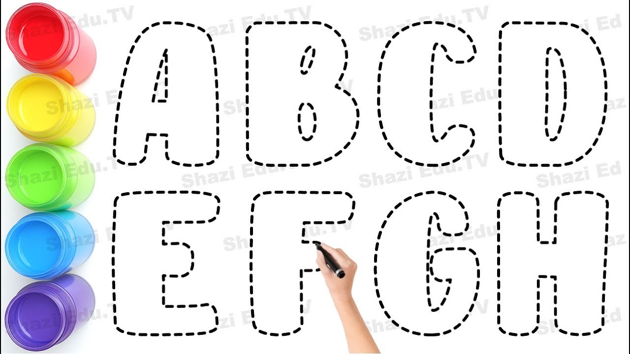 Learn ABCDEFGH- Kids Tracing & Coloring Fun - YouTube