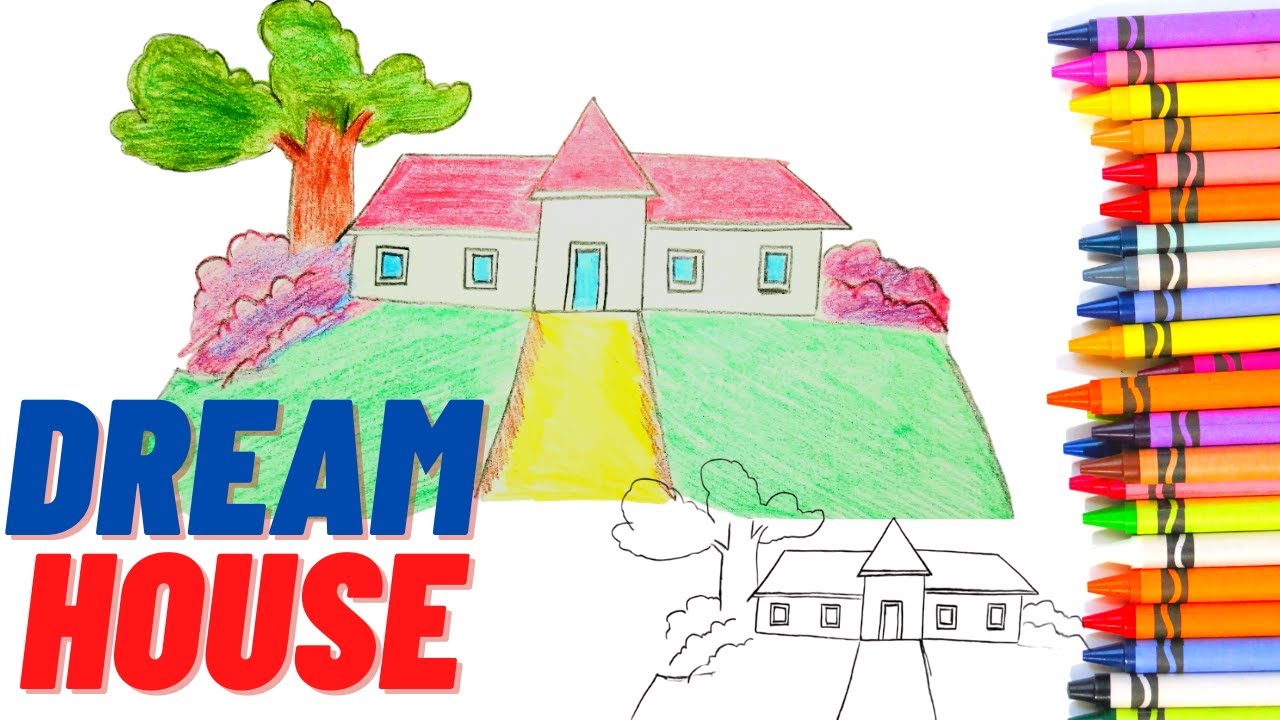 Drawing for kids | How to draw a house step by step | Easy draw for ...
