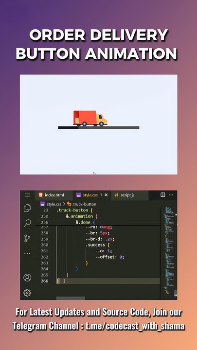Order Delivery Truck Button Animation | HTML & CSS & JS #ytshorts #viralvideo #coding # ...