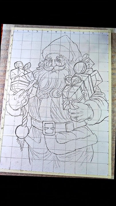 How to Draw SANTA CLAUS Outline with Grid Method,Merry Christmas ...