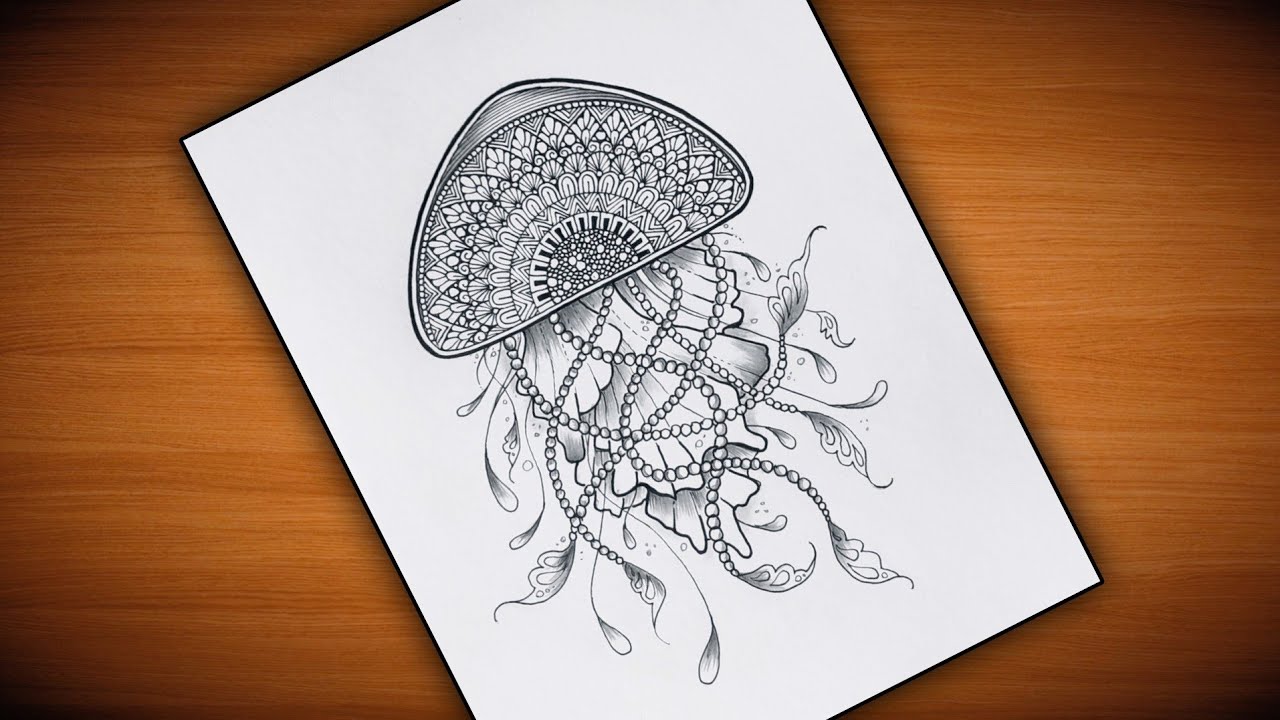 Jellyfish Mandala Art / How to draw Jellyfish / How to draw mandala art ...