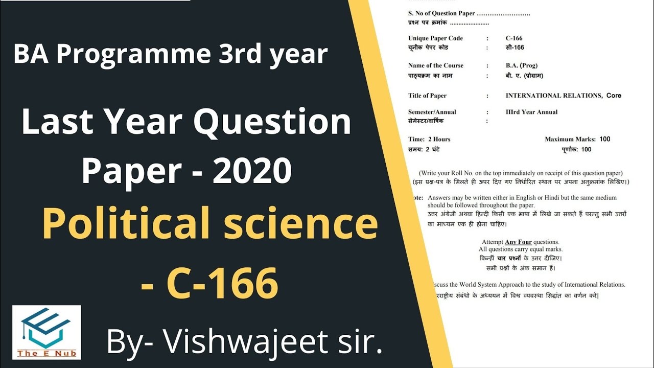 BA Programme 3rd year || Political science C-166 || last year question ...