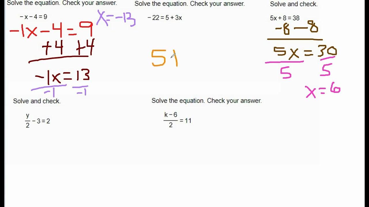 Solving Two-Step Equations - YouTube