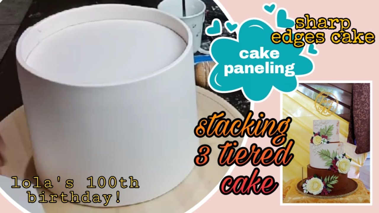 cake panelling | sharp edges cake | stacking tiered cake (019) - YouTube