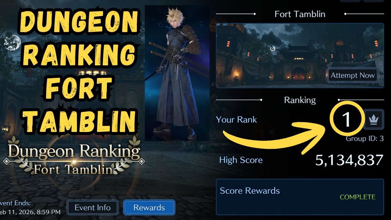 Dungeon Ranking: Fort Tamblin 5.134M with Murasame Cloud - FF7 Ever ...