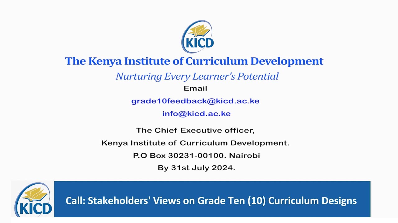 Call for Stakeholders' Views on CBC Grade Ten (10) Curriculum Designs ...