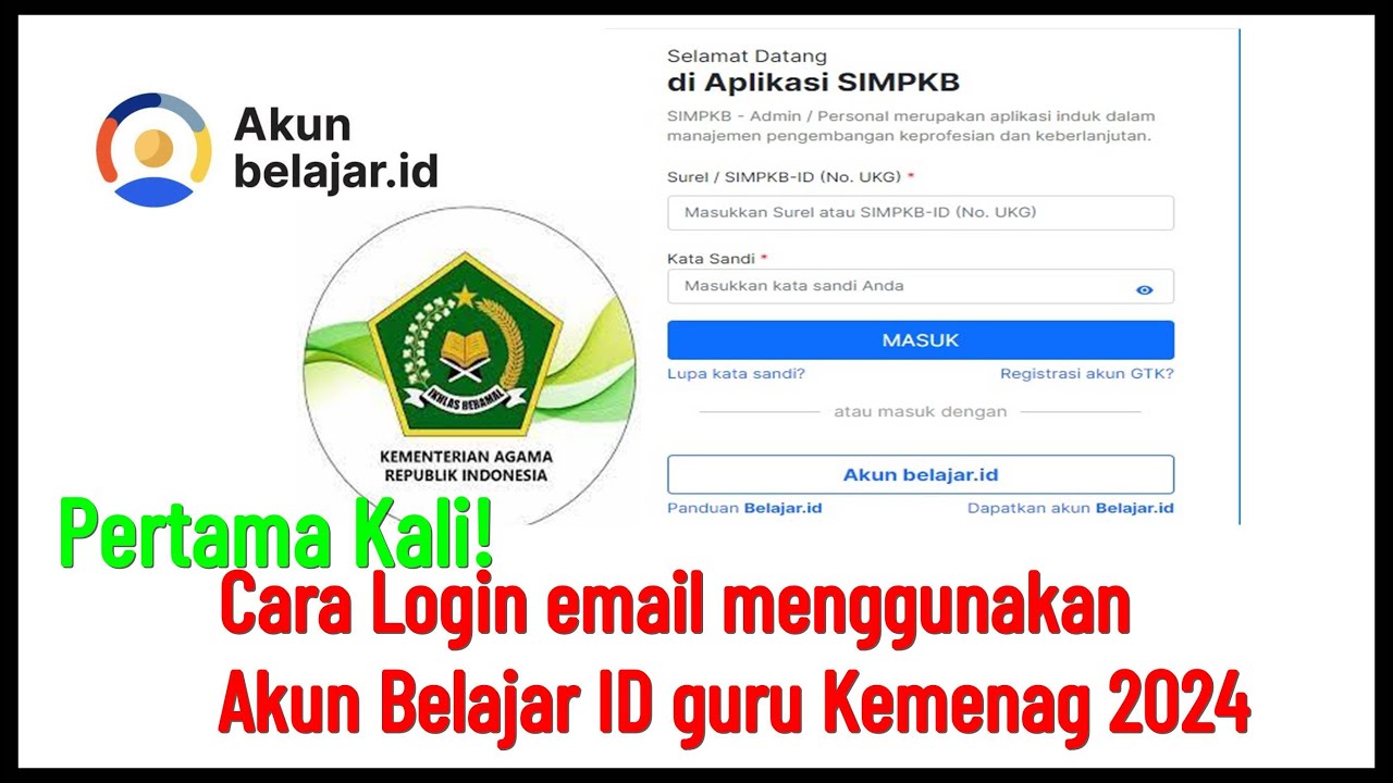 Cara Login email menggunakan Akun Belajar ID guru Kemenag 2024 - YouTube