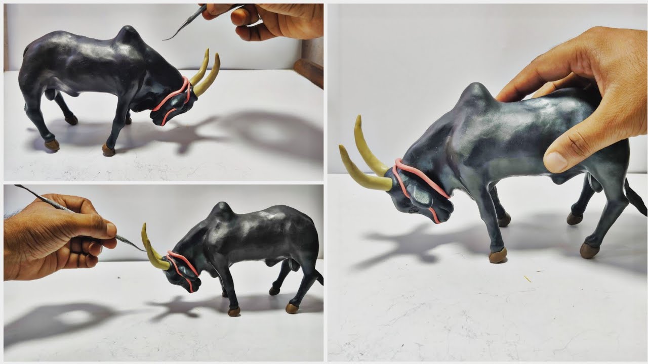 clay Sculpting: Bull making From Clay,Polymer clay, Clay art,Polymer ...