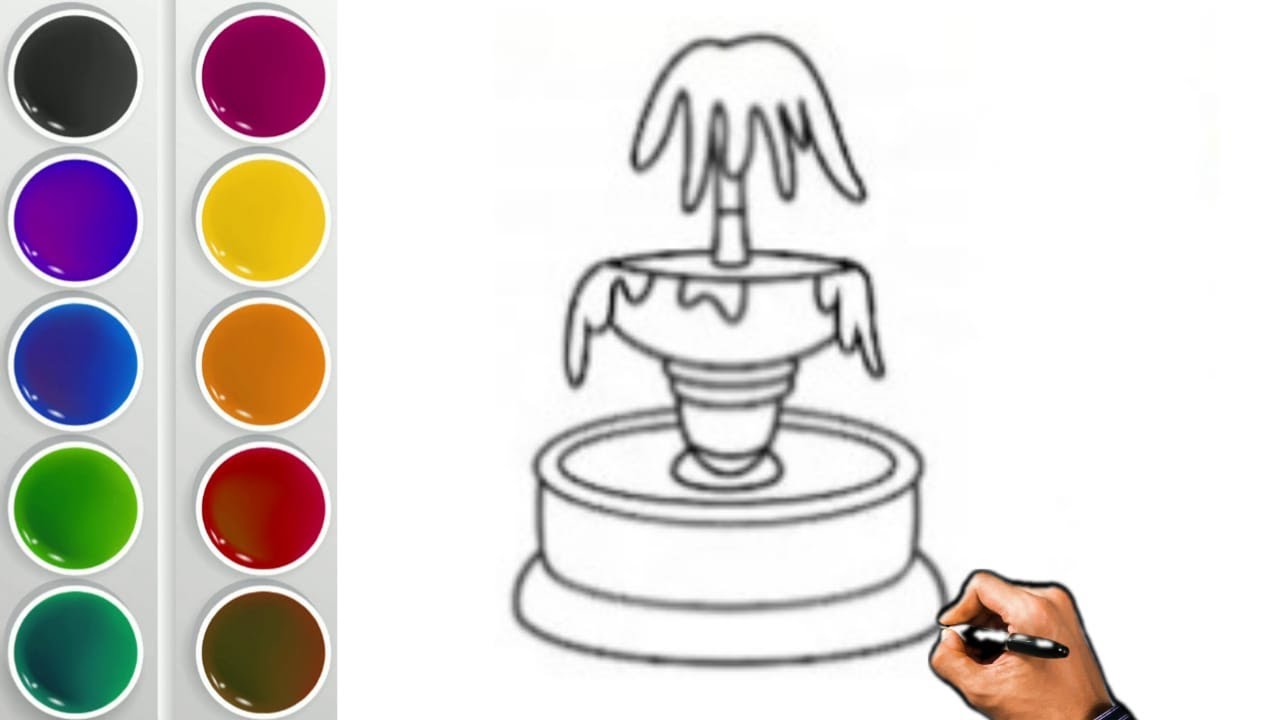 Fountain Drawing || How to Draw a Fountain Step by Step Very Eaay ...