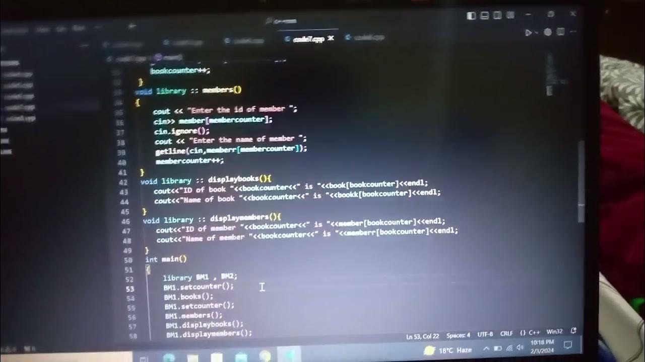 Arrays in OOP || C++ Simple program || Library Management System basic - YouTube