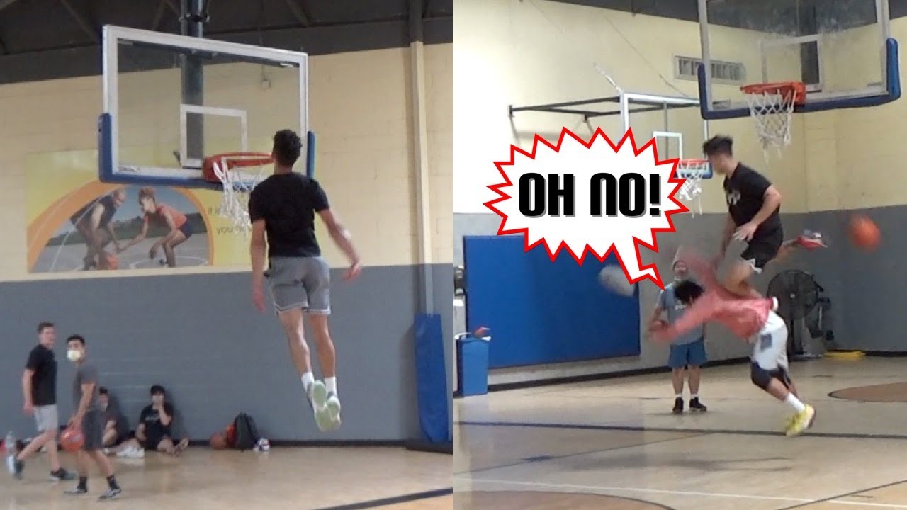 Tried To Block A Dunk But Got A FLYING KNEE To The Face!(not clickbait ...