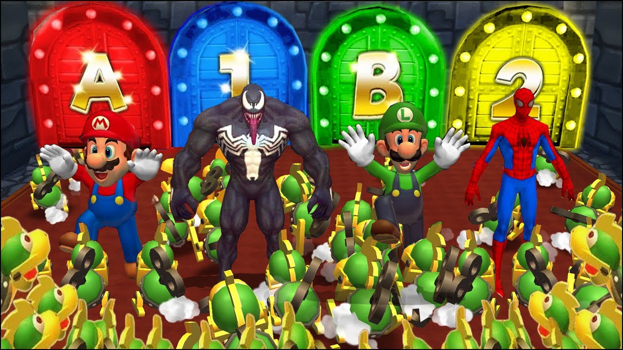 Mario Party 9 MiniGames Mario Vs Venom Vs Luigi Vs Spider Man (Master ...