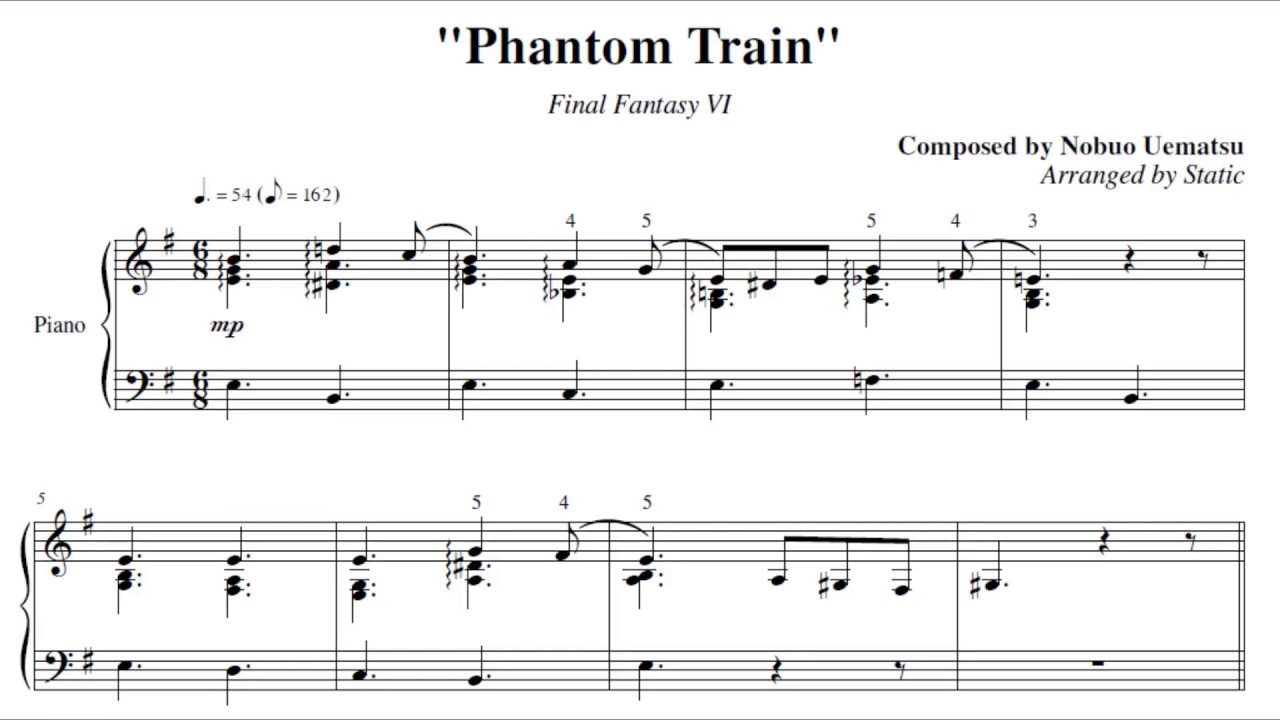 Phantom Train - Final Fantasy VI Piano Sheet Music - YouTube