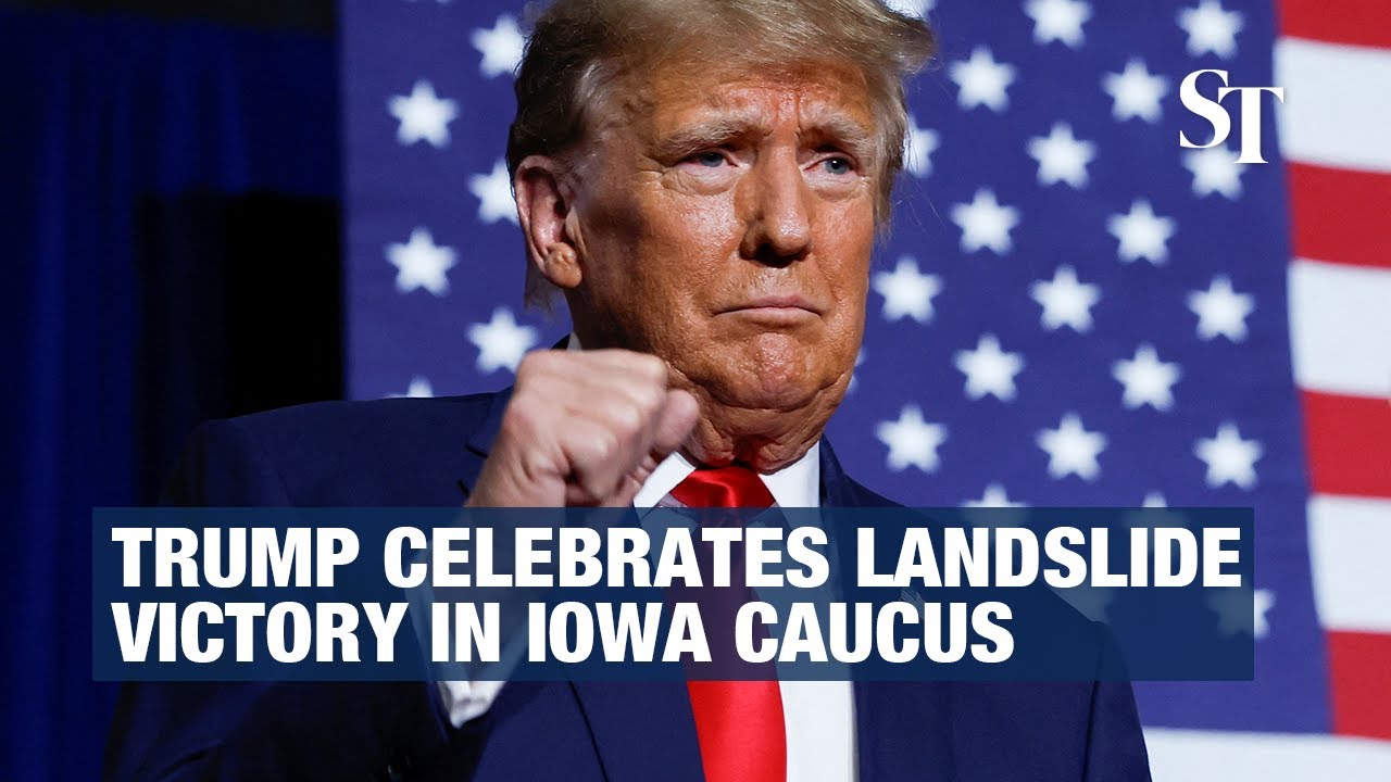 Donald Trump celebrates landslide victory in Iowa Republican caucus ...