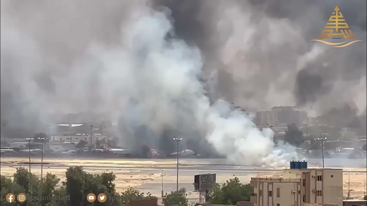 فيديو من داخل مطار الخرطوم يوضح إحتراق طائرتين إحداهما سعودية وقوات