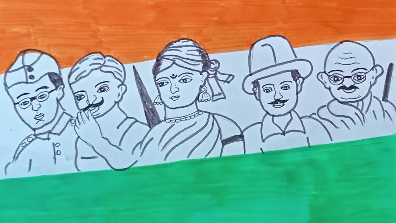How To Draw Freedom Fighters Drawing Easy 🇮🇳 Independence Day Drawing ...