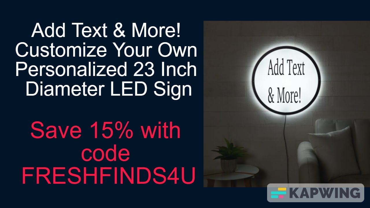 Add Text & More! Customize Your Own Personalized 23 Inch Diameter LED ...