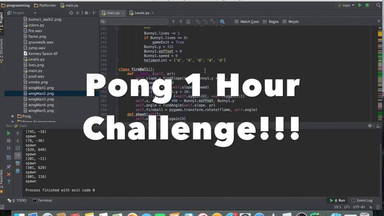 Programming Pong In One Hour Python Youtube 0140