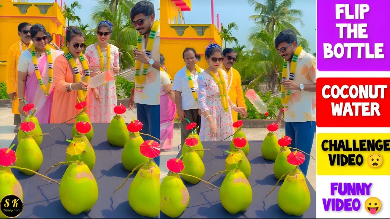 Flip The Bottle Coconut Water Challenge Video 😧 || Funny Video 😛/ S K ...