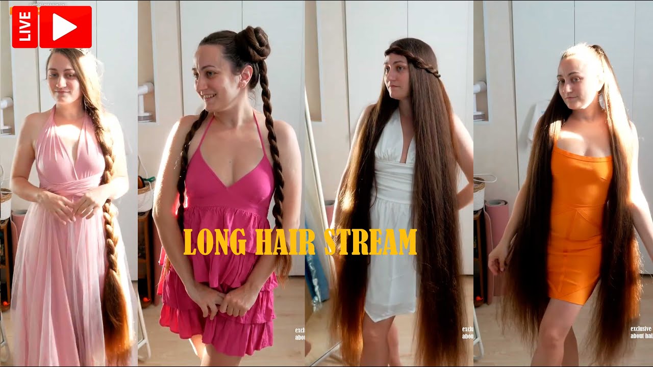 Different hairstyles😍LONG HAIR STREAM answer subscribers' questions 13. ...